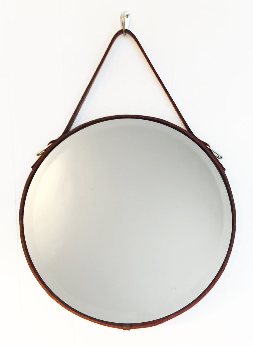 Circle Wall Mirror Leather Strap Mirror – October Design Equestrian Decor